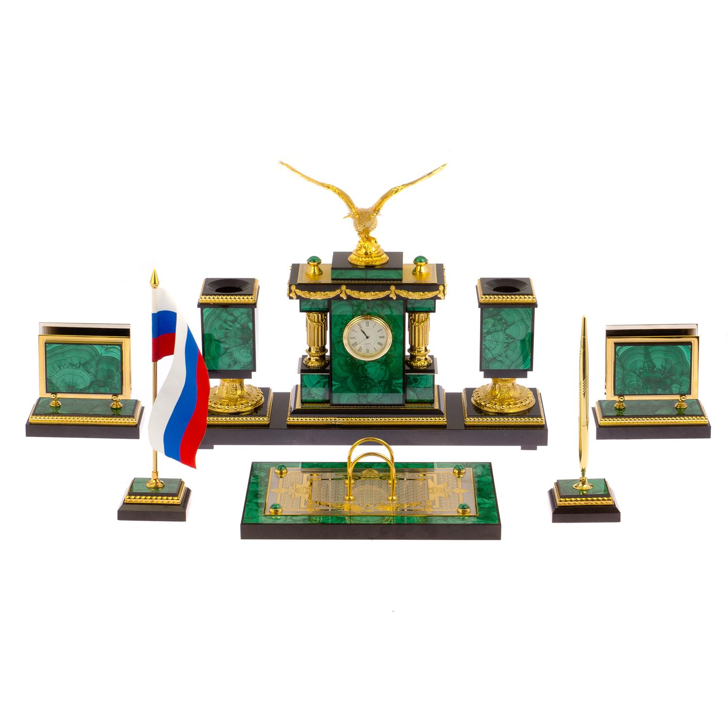 Письменный набор из малахита "Орел" Златоуст 125281 купить в Москве в ...